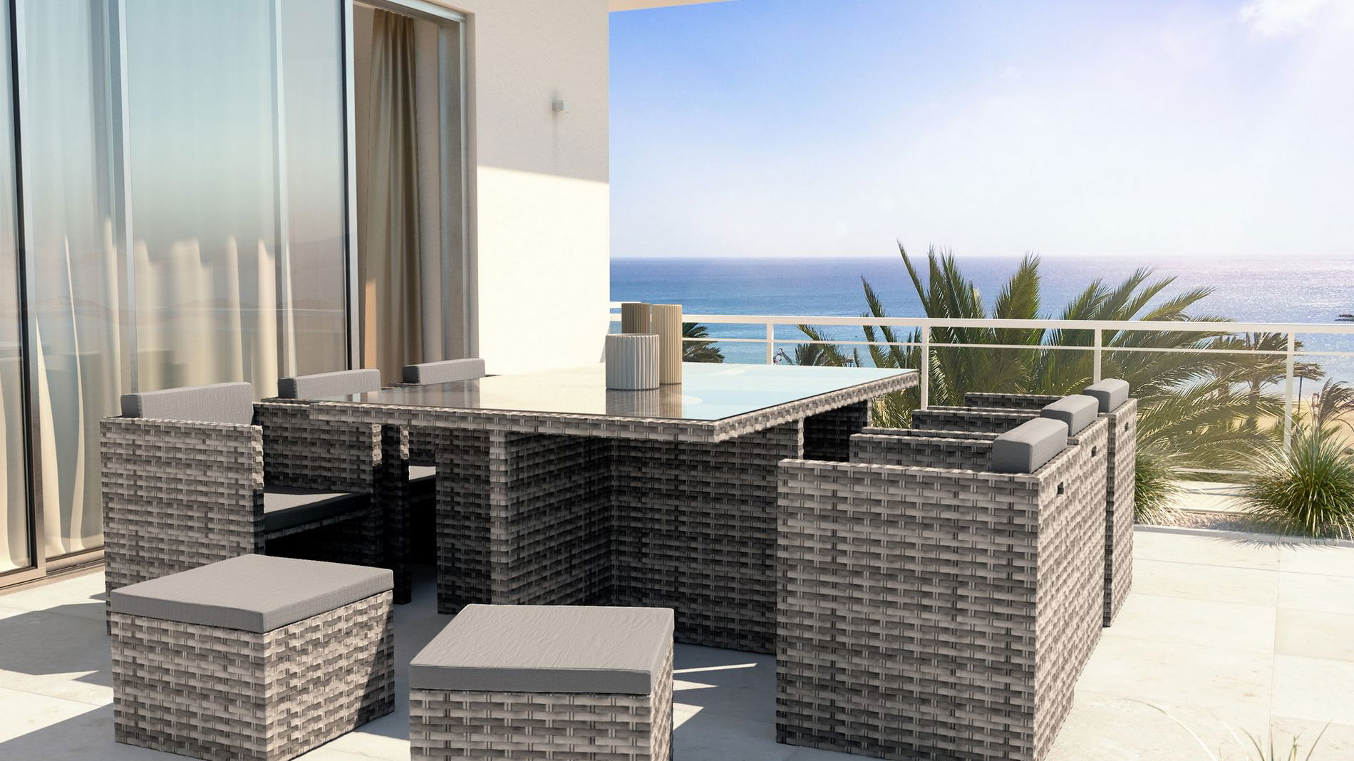 Buy Outdoor Rattan Patio Cube Dining Set BROOKLYN L | artelia-design.co.uk