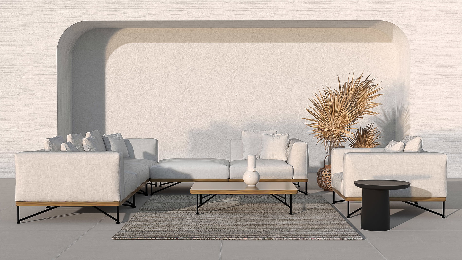 Patio corner sofa Cordoba · Aluminium wood effect · artelia-design.co.uk